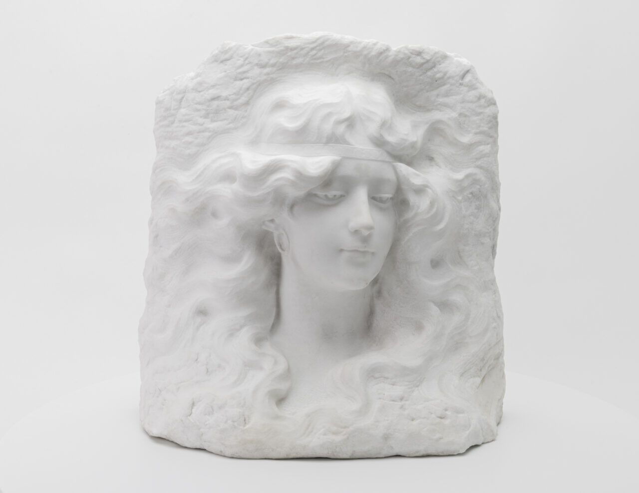 Pierre Charles Lenoir Art Nouveau Bust in white marble - Antiques Emporium