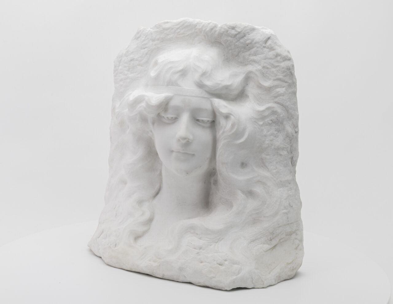 Pierre Charles Lenoir Art Nouveau Bust in white marble - Antiques Emporium