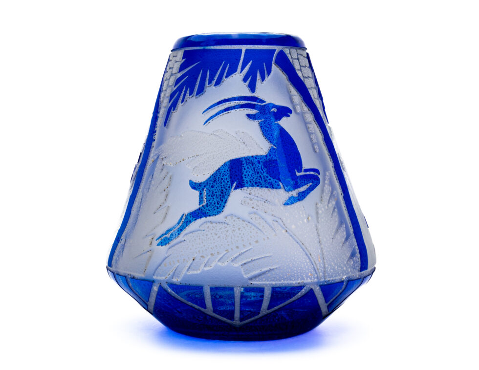 Muller Frères, Luneville - Art Deco Gazelle vase - Antiques Emporium